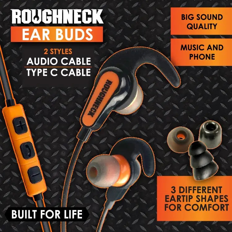 ITEM NUMBER 023796 ROUGHNECK USB-C AUX EARBUDS 6 PIECES PER DISPLAY – NOVELTY INC WHOLESALE