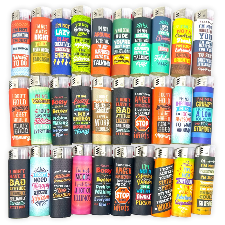 Sarcastic Light Up Curve Lighter - 30 Pieces Per Retail Ready Display ...