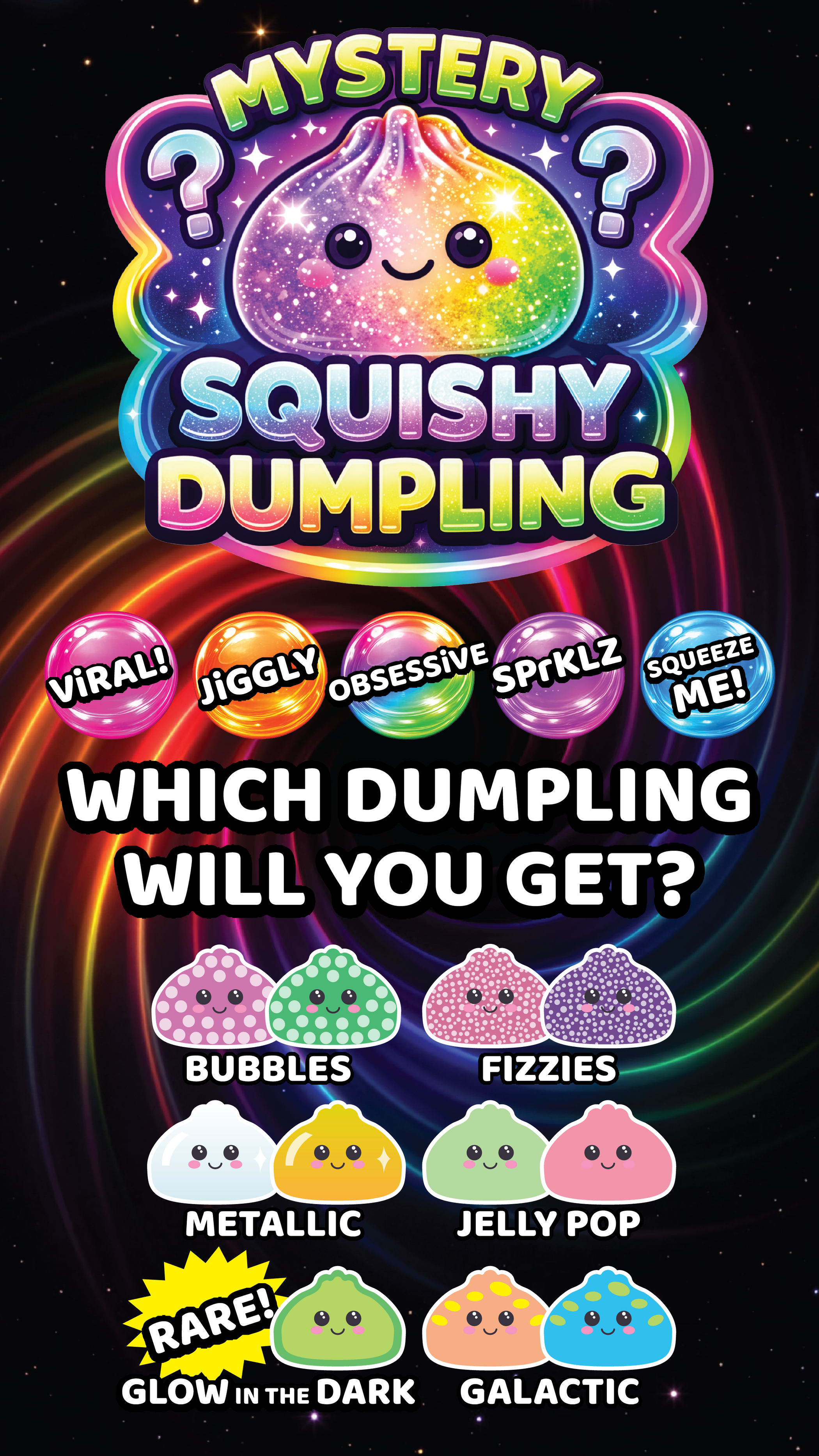 Fun Doh Squishy Mystery Dumpling Toy - 12 Pieces Per Retail Ready Disp ...