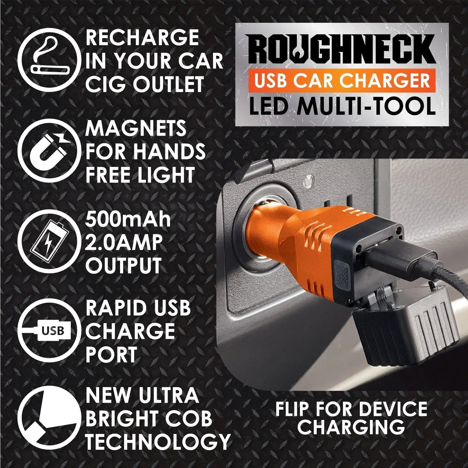 ITEM NUMBER 023693 ROUGHNECK USB DC CAR CHARGER FLASHLIGHT 6 PIECES PE – NOVELTY INC WHOLESALE