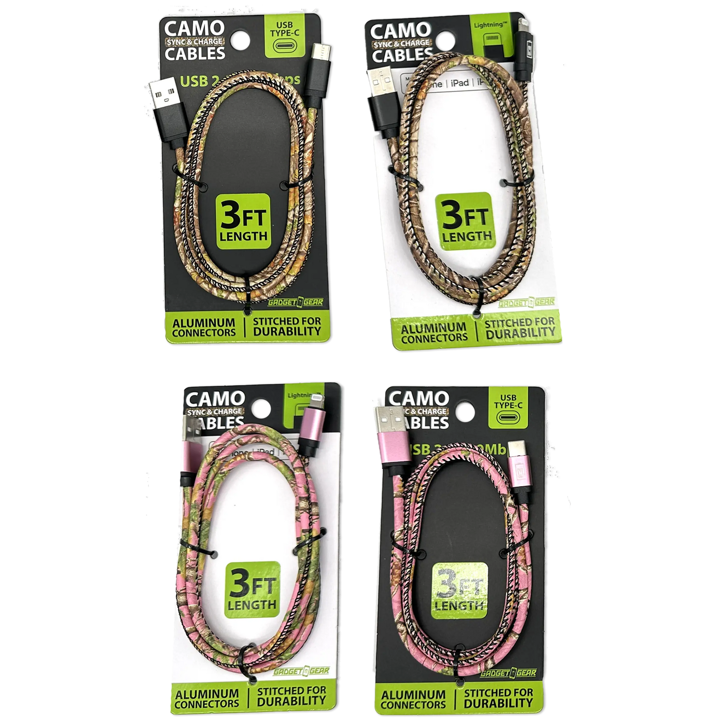 ITEM NUMBER 088457 3FT CAMO CABLE VARIETY 12 PIECES PER DISPLAY ...